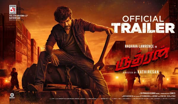 அதிரடி ஆக் ஷன் காட்டும் ‛ருத்ரன் - Rudhran trailer out