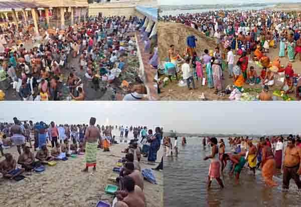 இன்று தை அமாவாசை; ராமேஸ்வரம் அக்னி தீர்த்தக்கடலில் பக்தர்கள் புனித ...