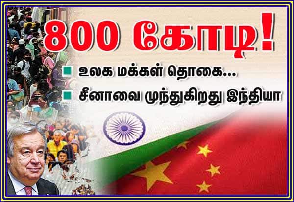 உலக மக்கள் தொகை 800 கோடி! சீனாவை முந்துகிறது இந்தியா